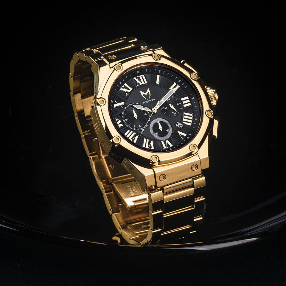 Ambassador Watch : 18k Gold | Black Face | Steel Band AM1001SS