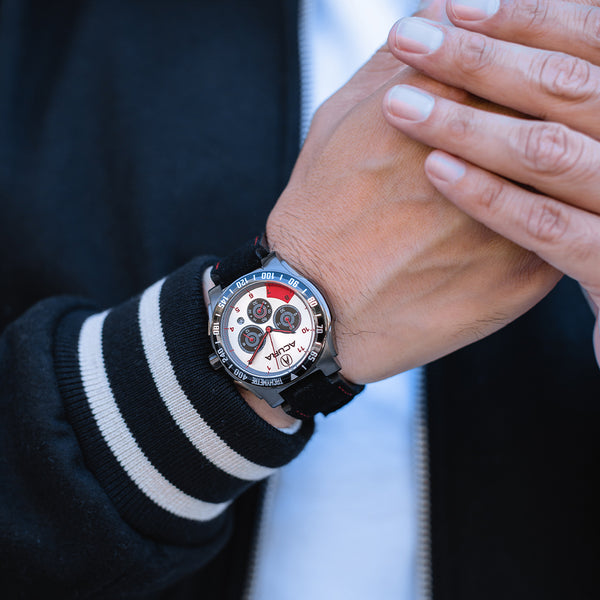 Acura Aspec GT Watch : Silver Steel | Silver Face | Leather Strap ...