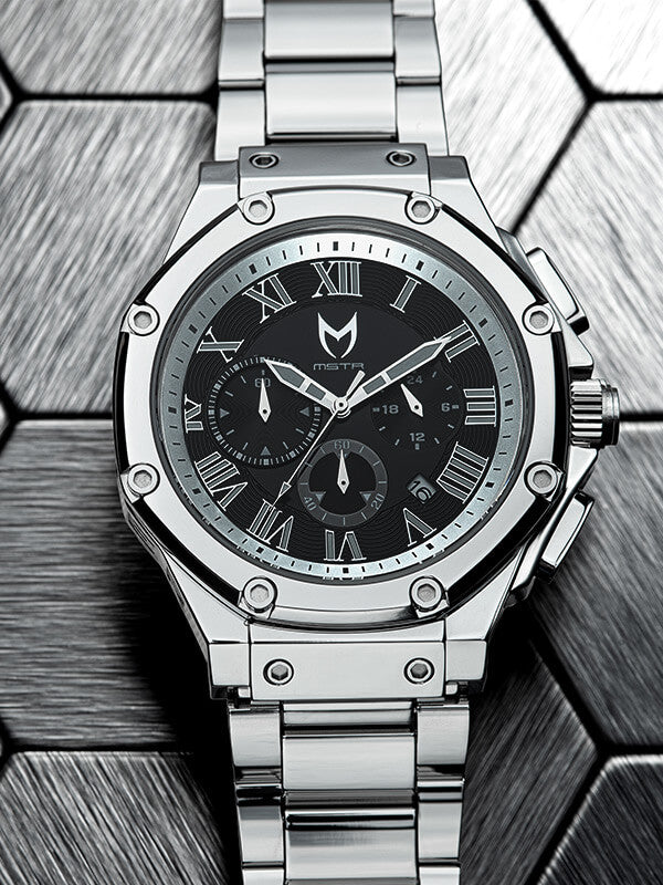 Ambassador Watch : Silver Steel | Black Face | Leather Band AM1017SS ...